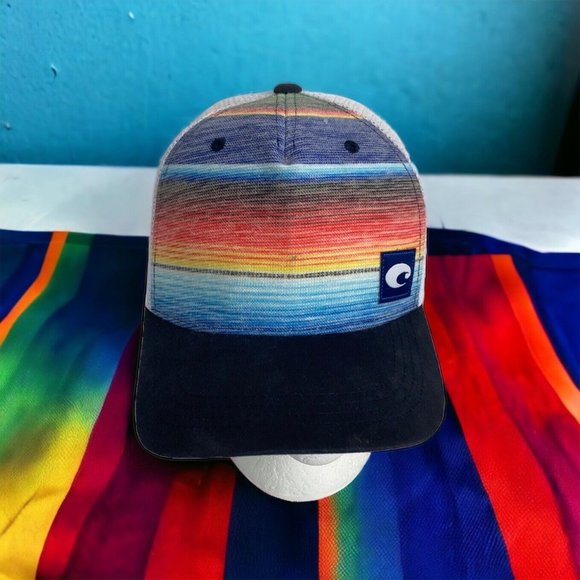 Costa | Accessories | Costa Del Mar Logo Hat Baja Stripe Trucker Hat ...